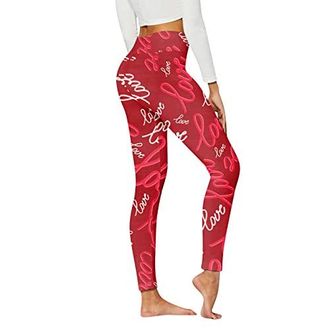 Generic Legging de sport d&eacute;contract&eacute; pour femme avec imprim&eacute; coeur pour la Saint-Valentin 2026, F, XXL
