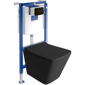 Domino Villeroy&boch wc Set mit Vorwandelement, Wand-WC und Sp&uuml;lknopf