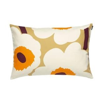 Marimekko Housse de coussin Unikko - Orange - Coton biologique - Designer Maija Isola