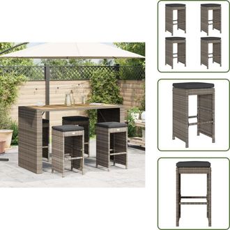 vidaXL Vidaxl - Garten-Barhocker mit Kissen 4 Stk. Grau Poly Rattan - Garten Barhocker - Barhocker - Barhocker Terrasse - Outdoor Barhocker