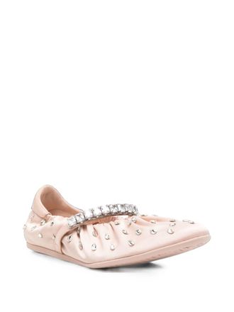 Jimmy Choo London Crystal-Embellished Satin Flat - Pink