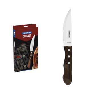 Tramontina 21199/931 Jumbo-Steakmesser-Set, 4-teilig 5 Zoll mit braunen Griffen 3-Fach vernietet