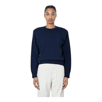 R&oacute;he Femme, Pulls, Bleu, Taille: 40 FR Pull &agrave; col rond &agrave; &eacute;paules marqu&eacute;es