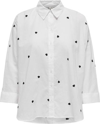 Only Damen Onlnew Lina Grace Ls Emb Shirt Noos WVN Knopfverschluss Box Fit Hemd Mit Langen Ärmeln, Bright White, XX-Large