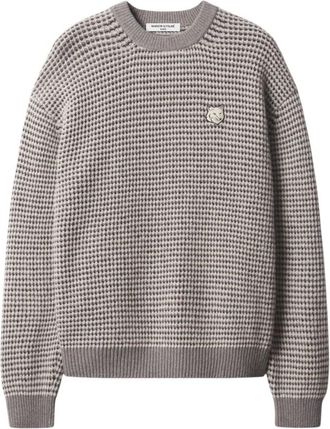 Maison Kitsun&eacute; Pull Confort Maille Nid dAbeille Renard - Homme - Pulls - Beige - Taille: M