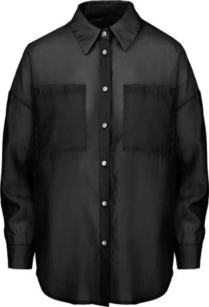 Bomboogie Femme, Blouses et Chemises, Noir, Taille: 38 FR Surchemise Voile en Lyocell