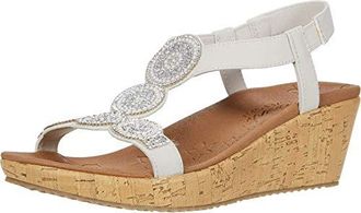 Skechers Femme Beverlee-Date Glam Sandal cale, Off White Duraleather/Clear Rhinestone, 36.5 EU
