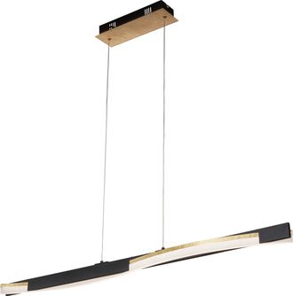 Fischer & Honsel Pendelleuchte, Bridge|schwarz/gold| L: 100 cm, B: 9 cm, A: 160 cm|Höheneinstellenbar|stufenlos dimmbar| Farbtemperatureinstellung| 1x LED 21 Watt 2700