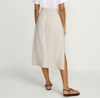 Lands End Twill-Midirock, Damen, Größe:46 regular, Beige, Polyester/Viskose, by Lands End