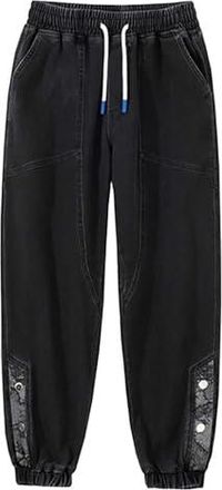 Generic Jean Homme Jeans Homme Week-End/Voyage Jean Broderie Grande Taille Ceinture Coulissante - Pantalon Workwear D&eacute;contract&eacute; Confortable pour Homme Corpule