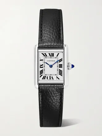 Cartier Tank Must De Cartier 29,5 Millimeter Uhr Aus Edelstahl Mit Lederarmband - Silber
