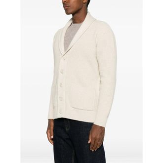 Fedeli Cashmere and Virgin Wool Ribbed Knit Cardigan - Beige