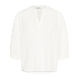 Kaffe Einfache Bluse mit &frac34; &Auml;rmeln - - Blouses & Shirts - Damen - Wei&szlig; - XS