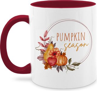 Shirtracer Tasse Tassen 325ml - Halloween - Pumpkin Season | K&uuml;rbiszeit | Herbstzeit | K&uuml;rbissaison | K&uuml;rbisernte - 325 ml - Bordeauxrot - halloween-tasse halowe