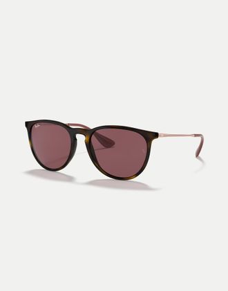 Ray-Ban Erika Color Mix Phantos - Sonnenbrille in Havanna-Braun mit violetten Gl&auml;sern-Brown