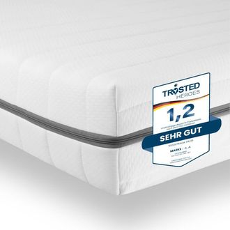 Sleepneo Matelas 200x200, Matelas ergonomique 7 zones en mousse froide, 2en1 degré de fermeté H2 H3, Matelas en mousse froide 200x200 cm, Certifié Oeko-Tex