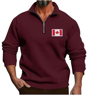 Generic Sweat-shirt sans capuche pour homme - Col roul&eacute; avec fermeture &eacute;clair 1/4 - T-shirt &agrave; manches longues - Col montant - T-shirt de sport d&eacute;contract&eacute; - T