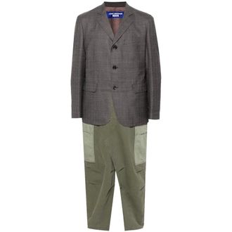 Junya Watanabe Homme, Costumes, Multicolore, Taille: M Manteau en Laine &agrave; Carreaux avec Panneaux