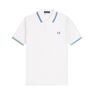 Fred Perry Homme, Tops, Blanc, Taille: L Polo &agrave; double liser&eacute;