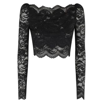 Paco Rabanne Schwarzes Spitzen Crop Langarm Top - - Tops - Damen - Schwarzk - XS