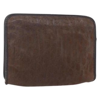 Dior Pochette en Toile Trotter Pre-owned - Femme - Pre-owned - Brun - Taille: ONE Size