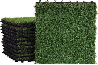 Hhg Carreau dherbe WPC-E13 - Tapis ext&eacute;rieur 30x30cm - R&eacute;sistant aux intemp&eacute;ries et UV - 11 pi&egrave;ces pour balcon et terrasse