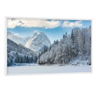 artboxONE Poster mit wei&szlig;em Rahmen 90x60 cm Natur Winter am Rie&szlig;ersee - Bild Bayern alpspitze Bayern