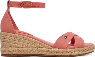 Tommy Hilfiger Espadrilles Tommy Hilfiger Hemp Crossover Strap Wedge Espadrilles FW0FW09332 Rosa