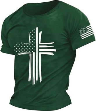 Generic T-shirt de bodybuilding pour hommes, col rond chemise de loisirs dext&eacute;rieur avec drapeau des &Eacute;tats-Unis Hauts d&eacute;contract&eacute;s Vintage Coupe droite Chemis