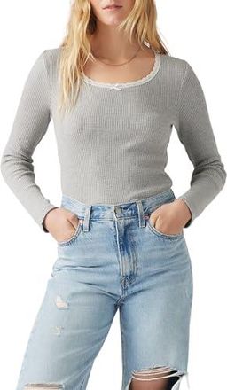 Levi's Femme Dry Goods T-Shirt Manche Longue Maille gaufr&eacute;e Starstruck Heather Grey Grey M