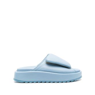 Gia Borghini Blaue Leder Casual Offene Zehen Slides - - Shoes - Damen - Blau - 37 EU
