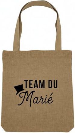 Fabulous Sac Shopping Tote Bag Aspect Lin - Team du Mari&eacute; Chapeau Mariage Mari&eacute; Gentleman - Sac de Courses Toile Epaisse 360g Beige Naturel Cabas Port&eacute; Epaule 