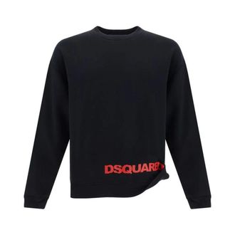 Dsquared2 Homme, Sweatshirts et sweats &agrave; capuche, Noir, Taille: 2XL SweaT-shirt col rond &agrave; monogramme