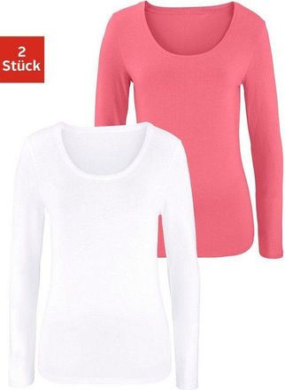 Vivance Langarmshirt aus elastischer Baumwoll-Qualität (2er-Pack)