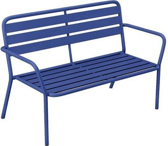 Vente-Unique Banc de jardin en m&eacute;tal - Bleu nuit - MIRMANDE de MYLIA