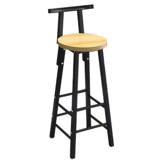 Generic Barhocker aus Massivholz mit R&uuml;ckenlehne und Fu&szlig;st&uuml;tze - Metallbeine f&uuml;r K&uuml;cheninsel, Esszimmer, Wohnzimmer, Bar - Robuster und bequemer Tresenstuhl