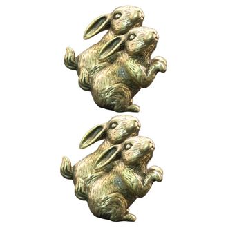 Garneck 4st&uuml;cke Vintage Messing Hase Mini Statue Chinesischer Tierkreis Hase Dekoration F&uuml;r Schreibtisch Ostern F&uuml;r Familie Und Freunde