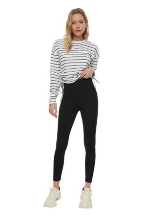 Trendyol Damen Black Scuba Strickte Strumpfhosen Leggings, Schwarz, L EU