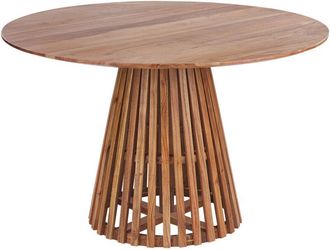 Beliani Beliani - Table à Manger Ronde Moderne pour 4 Personnes 120 cm Plateau Bois Acacia Foncé Mesilla
