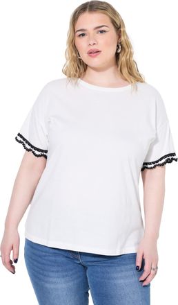 STUDIO UNTOLD Damen große Größen Übergrößen Plus Size T-Shirt, Oversized, Halbarm mit Häkelkante Offwhite 50+ 840809200-50+