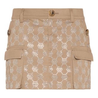 Philipp Plein Cargo Minirock Strass Monogram - - Skirts - Damen - Beige - L