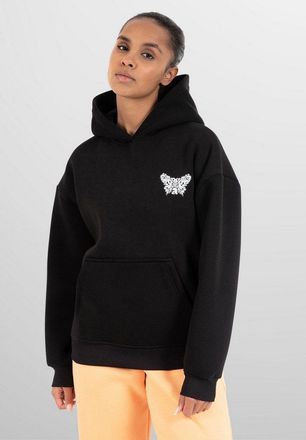 Smilodox Hoodie Nala, Oversize Fit Pullover mit großer Kapuze und Butterfly Print Kapuzenpulli Relaxed Großer Print Kängurutasche Streetwear Fitness