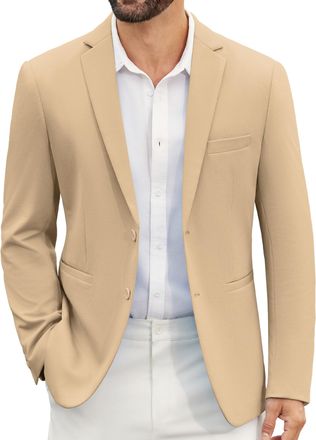 Coofandy Anzugjacke Herren Leichte Freizeit Sakko Sportliche Elegante Hochzeit Business Blazer Khaki 3XL