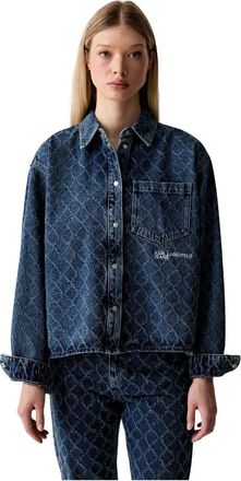 Karl Lagerfeld Femme, Blouses et Chemises, Bleu, Taille: 42 FR Chemise en jean Argyle