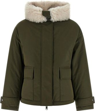 Yves Salomon Femme, Vestes, Vert, Taille: 36 FR Merino Shearling Hooded Parka
