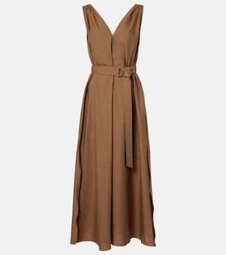 Brunello Cucinelli Robe midi en coton m&eacute;lang&eacute;