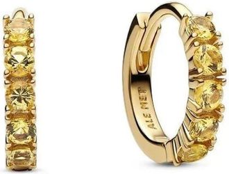 Pandora Pandora Timeless Gelbe Huggie-Ohrringe aus 14 Karat Vergoldetem Sterling Silber mit Zirkonia, 263849C01