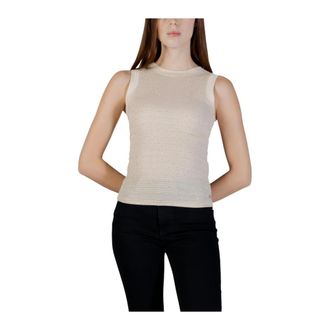 Guess Femme, Tops, Beige, Taille: 38 FR D&eacute;bardeur &agrave; col rond sans manches