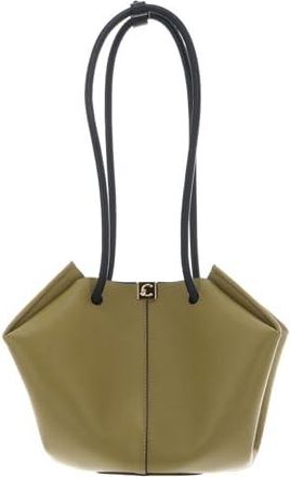 Coccinelle Cuir sac &agrave; main sac &agrave; &eacute;paule Kamy Handbag Smooth Leather Seagrass/Noir kaki