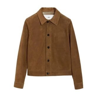 Ami Homme, Vestes, Brun, Taille: XS Suede Trucker Jacket